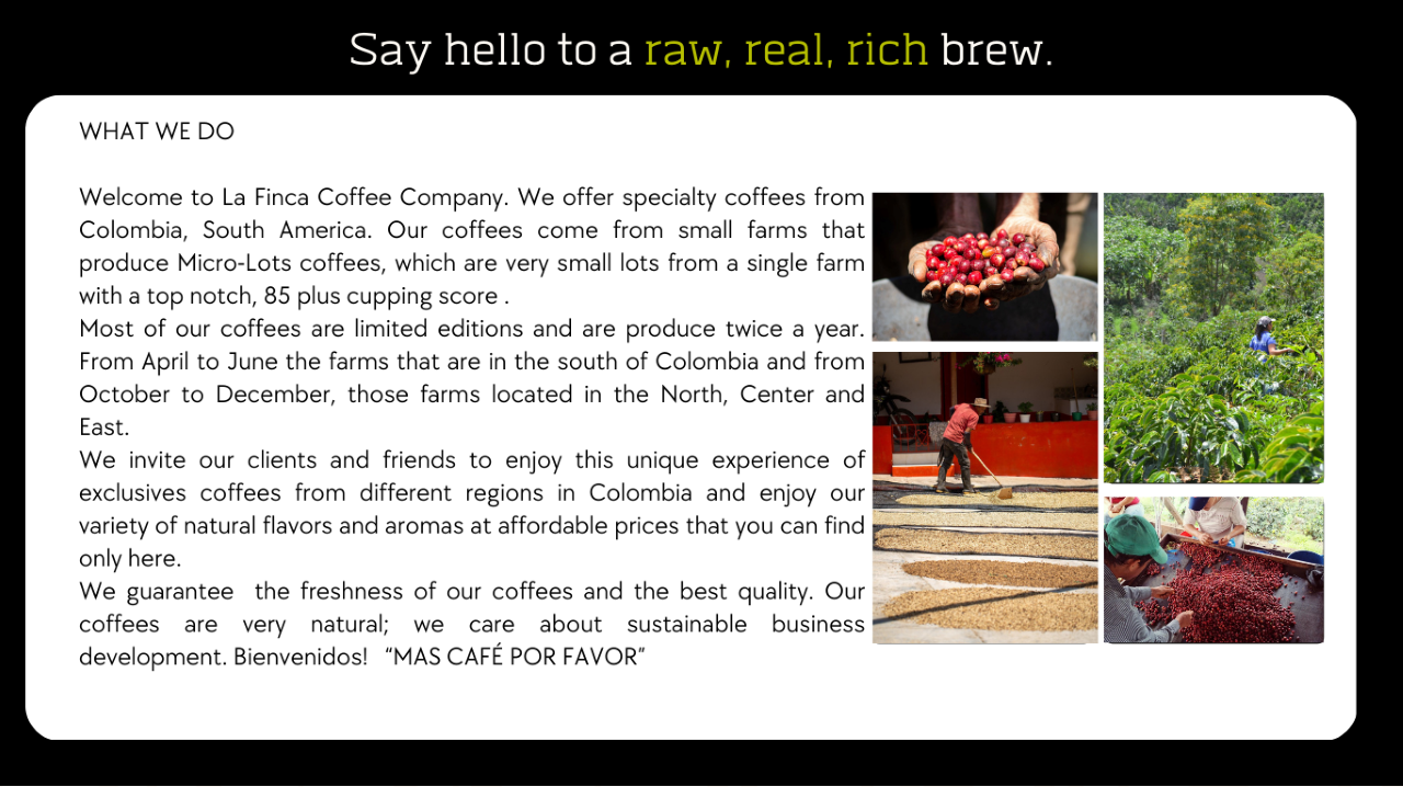 Specialty Coffees – La Finca Coffee Company